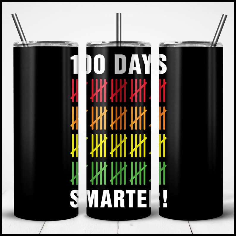 100 Days Smarter Rainbow Tally Marks: School Clipart (SVG, PNG Digital ...