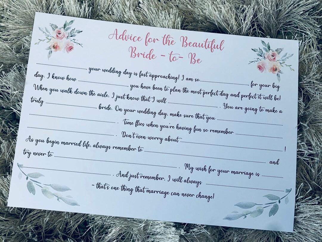Advice for the Bride-to-be A5 Cards. Perfect for Hen Parties and Bridal ...