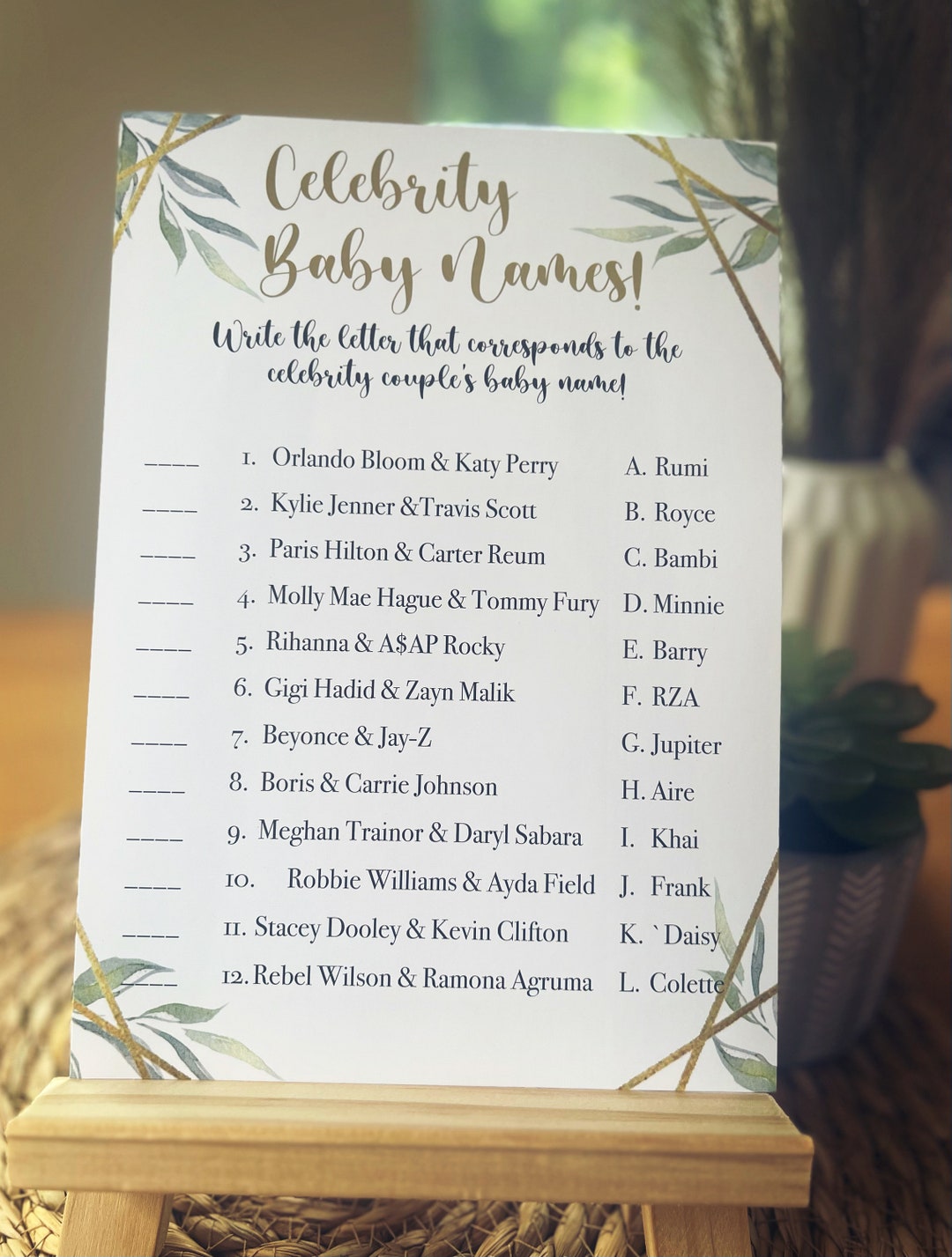 Baby Shower or Gender Reveal Party Celebrity Baby Name Game - Etsy