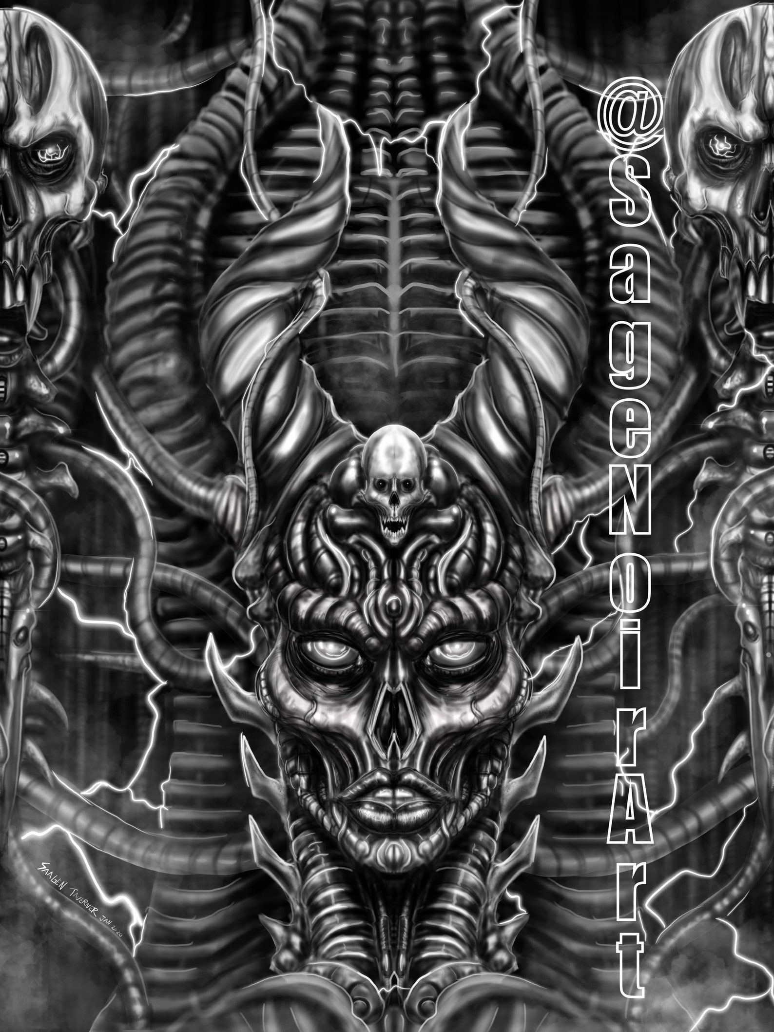 Lilith HR Giger inspired Biomech Dark illustration | Etsy