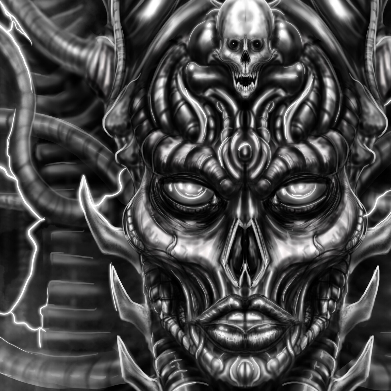 Lilith HR Giger Inspired Biomech, Dark Illustration, Cyberpunk, Gothic ...