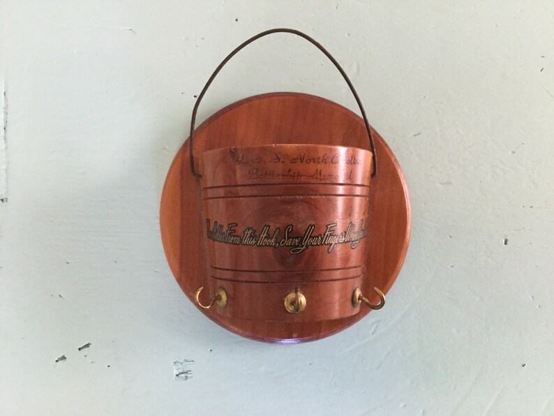 Vintage Souvenir Wood Bucket / Pail Hanging Wall Pocket / - Etsy