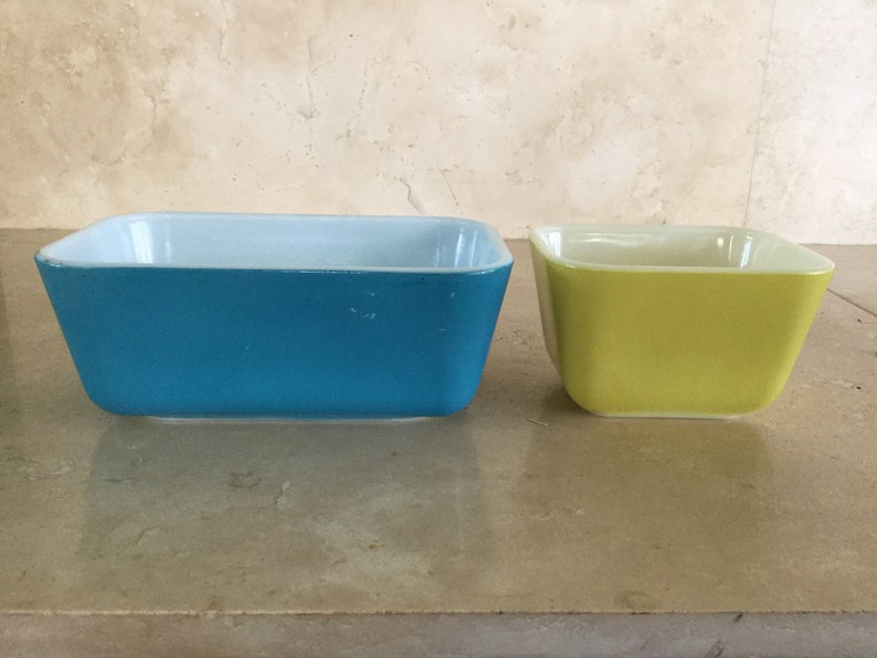Vintage Pyrex Ovenware, Blue 61/0502, Yellow 501 B 1 1/2 Cup 23 - Etsy