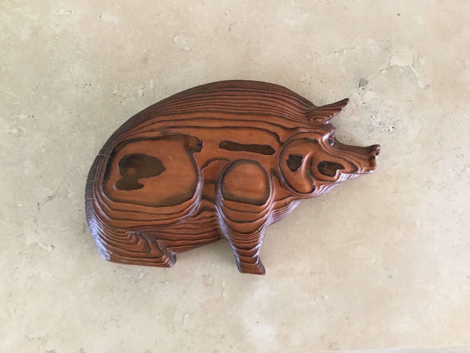 Hand Carved Wooden Pig Wallhanging | Etsy
