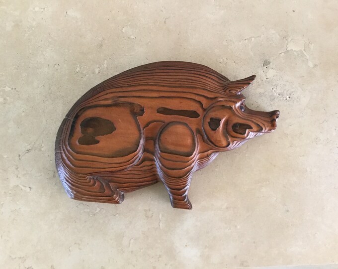 Hand Carved Wooden Pig Wallhanging - Etsy