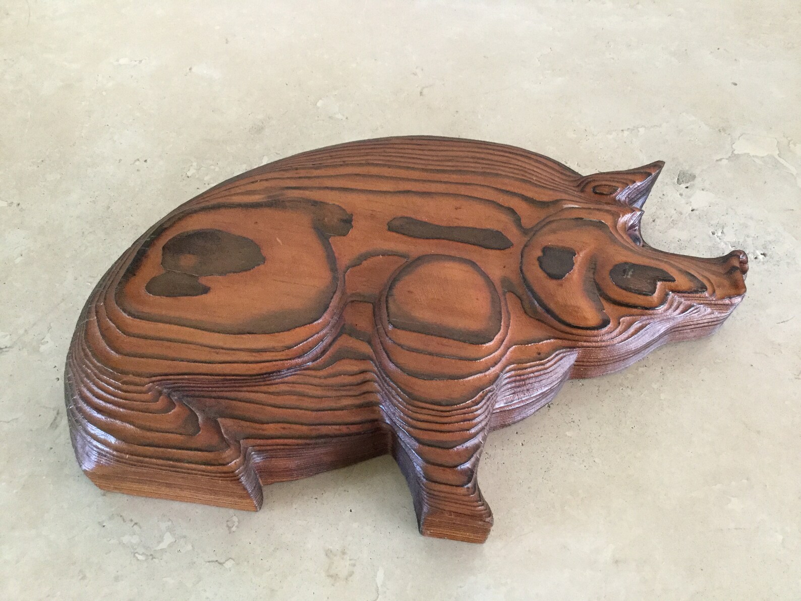 Hand Carved Wooden Pig Wallhanging | Etsy