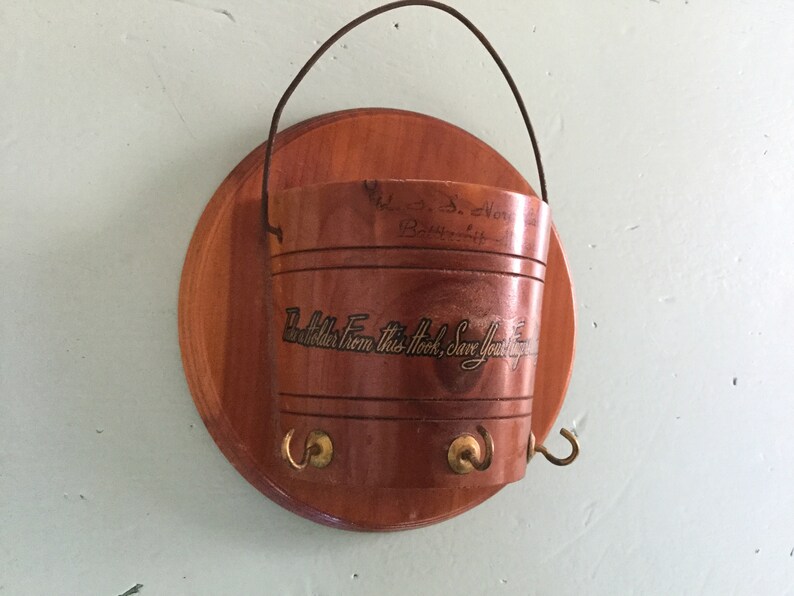Vintage Souvenir Wood Bucket / Pail Hanging Wall Pocket / - Etsy