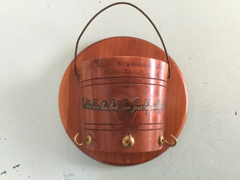 Vintage Souvenir Wood Bucket / Pail Hanging Wall Pocket / - Etsy