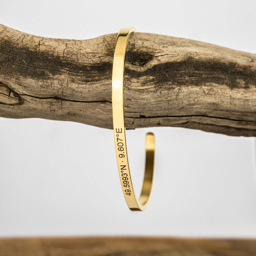 Personalized Gold Bangle, Personalized Bracelet, Personalized Cuff ...