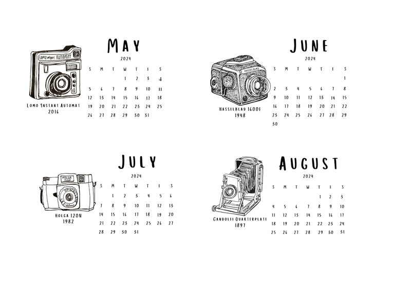 Gift 2024 Desk Calendar Camera Desk Calendar 2024 Desk Calendar With ...