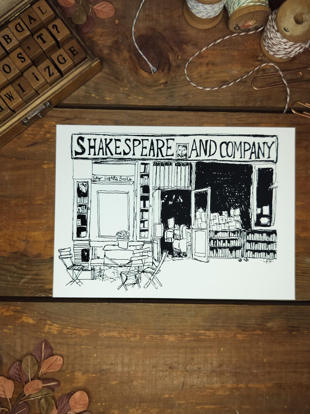 Bookstore | Art Print | Original Drawing | Shakespeare & Company ...