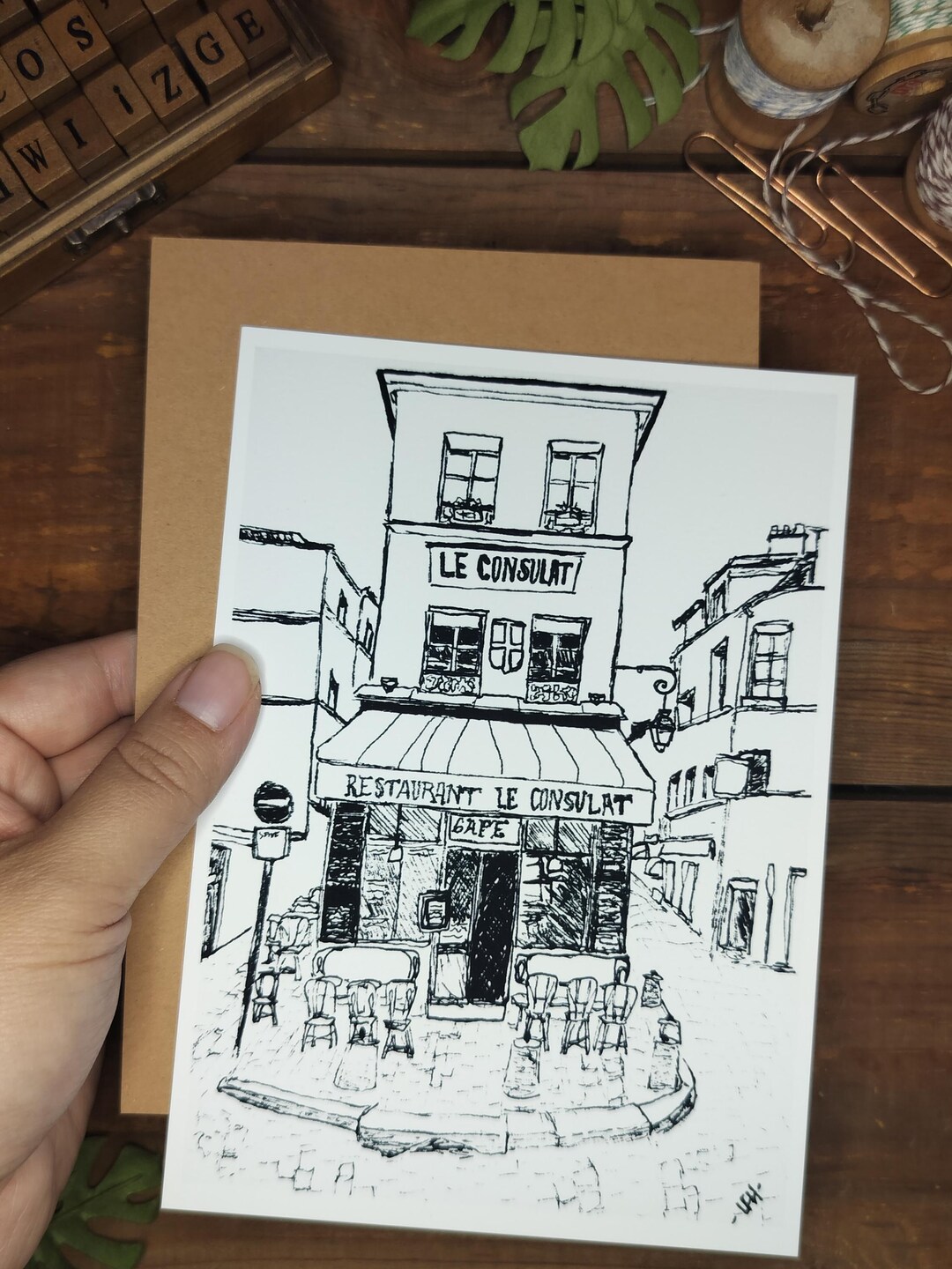 Cafe | Art Print | Original Drawing | Le Consulat | Paris Cafe ...