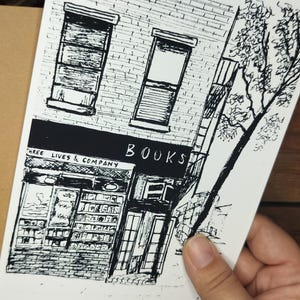 Bookstore Art Print Original Drawing Three Lives & Company New York ...