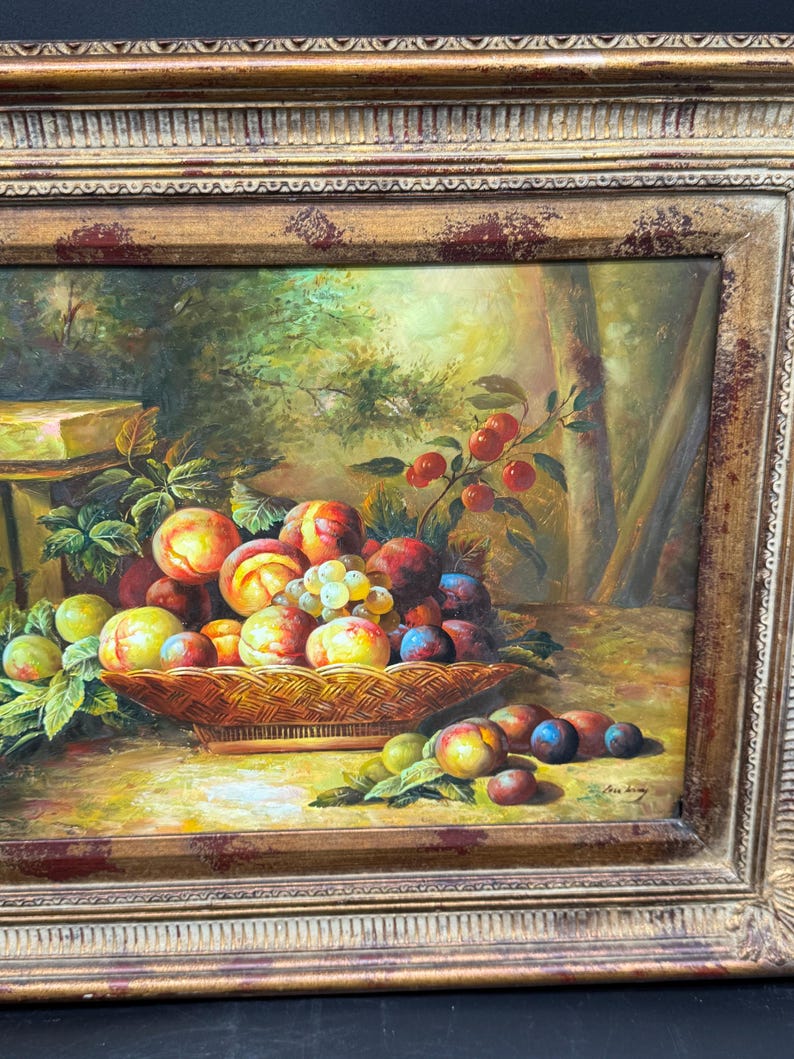 Bodegón original al óleo, firmado, decoración de pared, frutas y ...