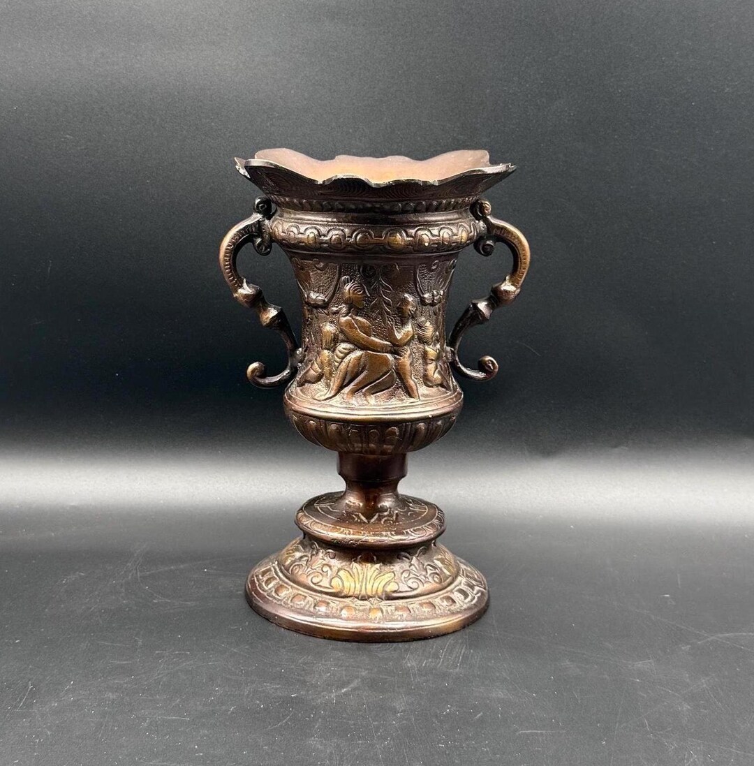 Antique 19th C. Greco-european Bronze Krater Vase 10 Inch Culture of ...