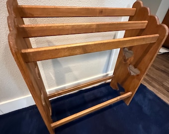 Vintage Solid Oak Quilt Rack - Etsy