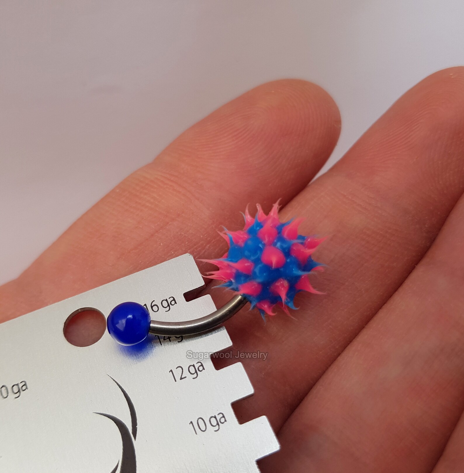 Pink Blue Spiky Ball Belly Bar Spike Silicon Ball Belly - Etsy