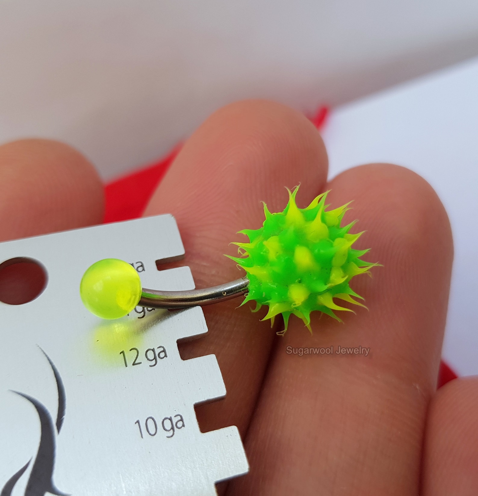 Green Spiky Ball Belly Bar Spike Silicon Ball Belly Button | Etsy