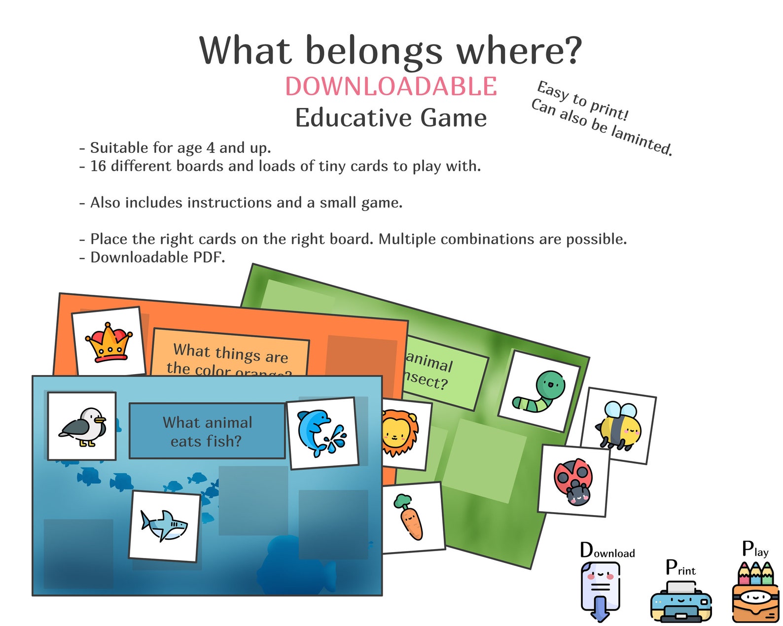 Educative Printable Game for Kids - Etsy