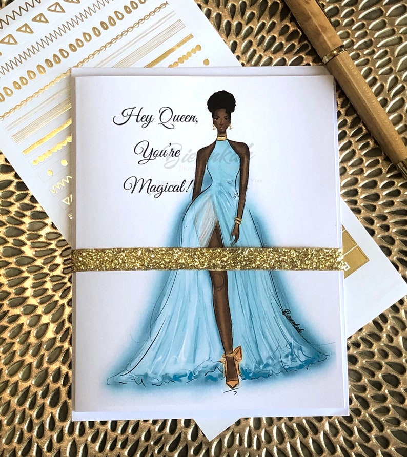Hey Queen Greeting Card Fashion Illustration African - Etsy