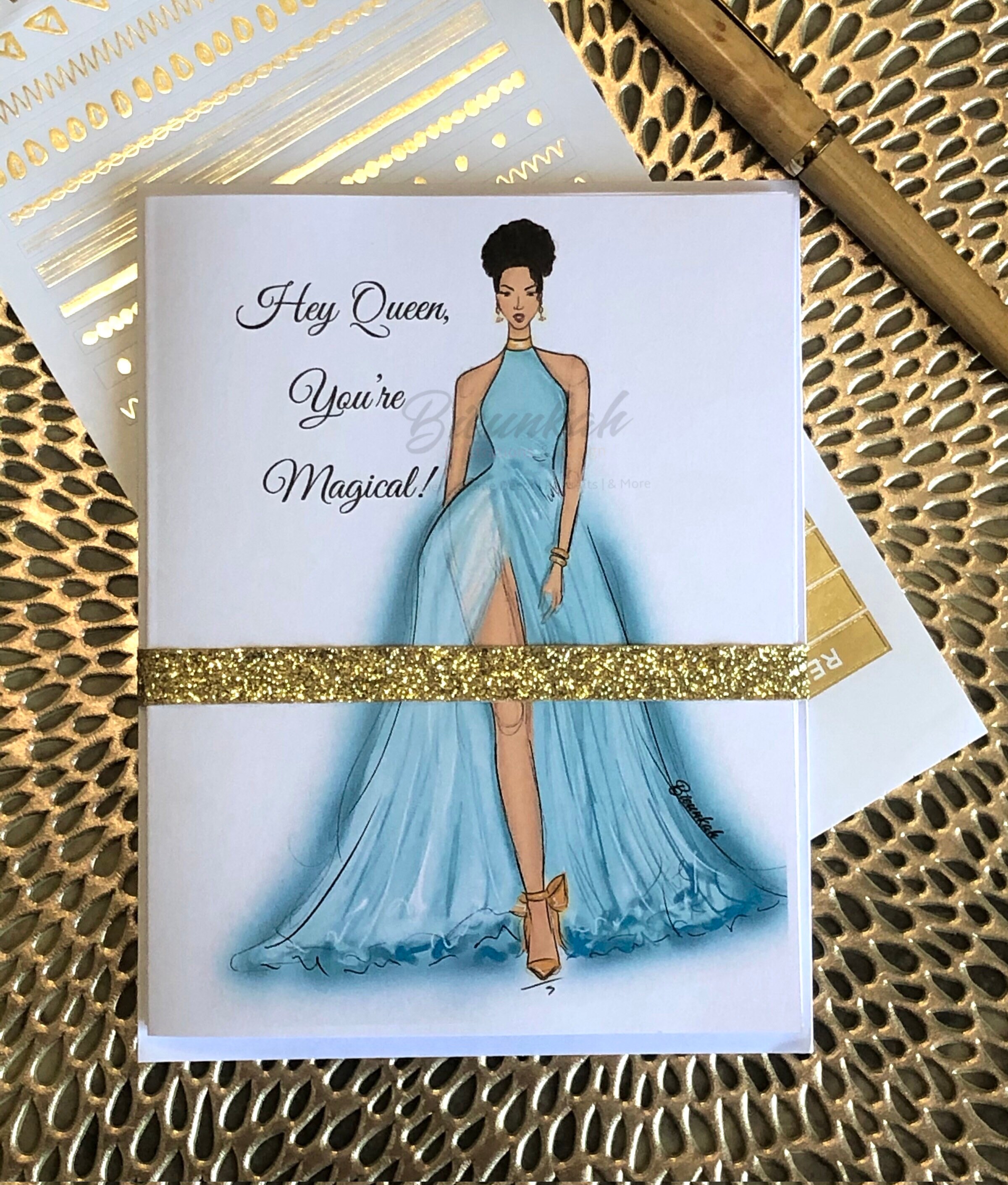 Hey Queen Greeting Card Fashion Illustration African - Etsy