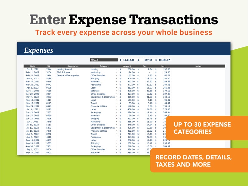 All-in-one Bookkeeping Template, Bookkeeping Small Business, Expense Tracker, Business ...