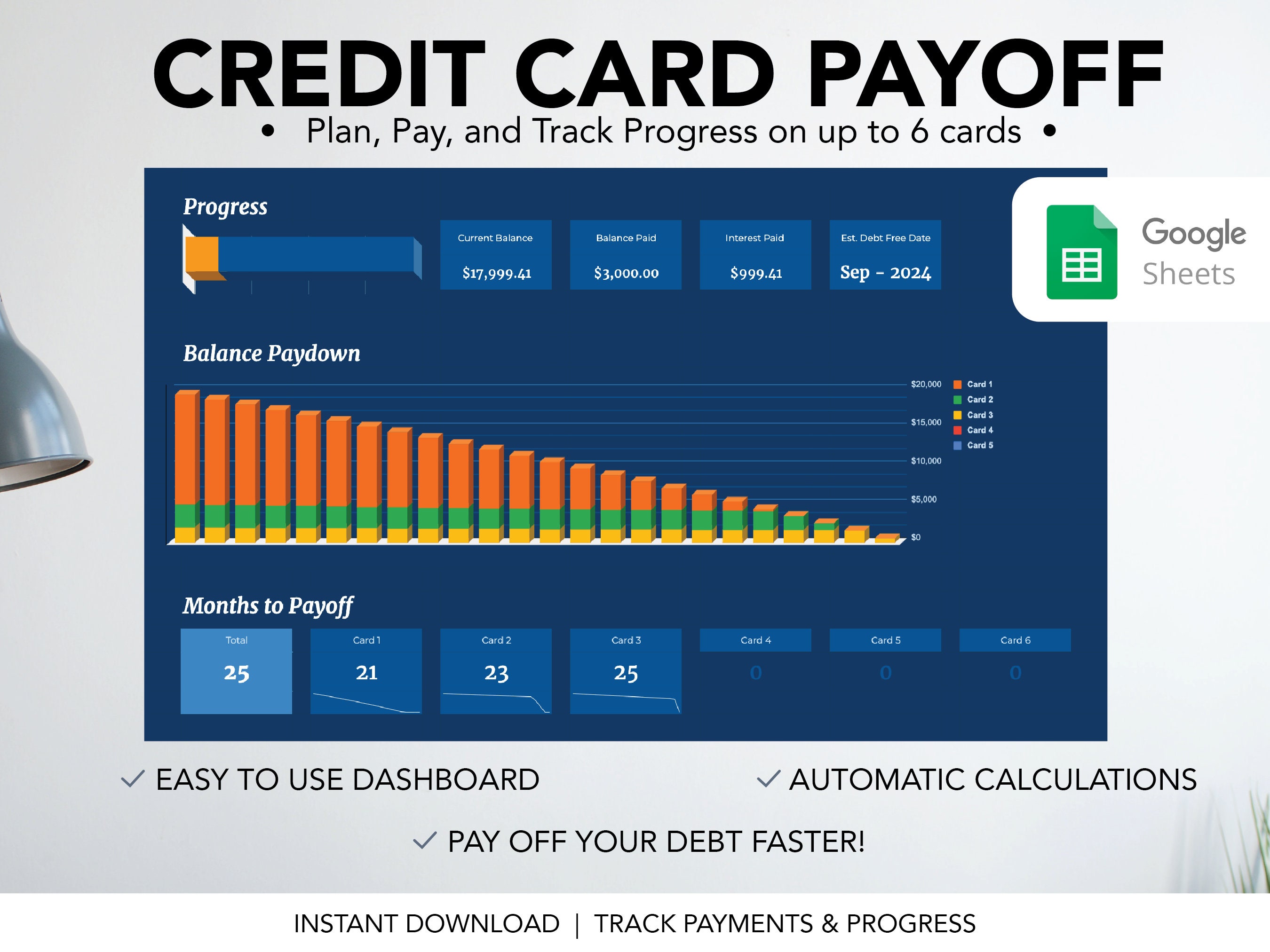 Credit Card Payoff Template, Debt Payoff Tracker, Instant Download ...
