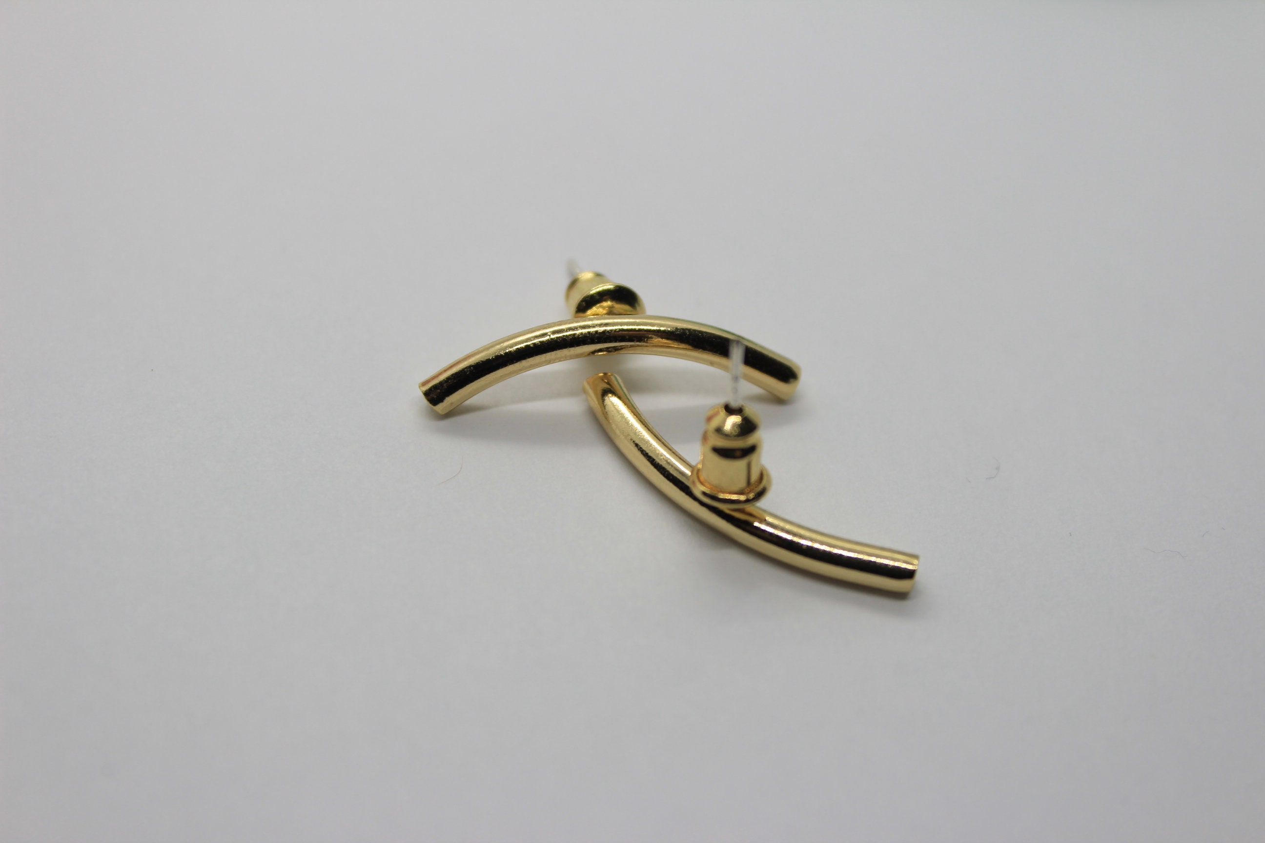 18K Gold Plated Thin Curved Bar Geometric Earringswomen | Etsy