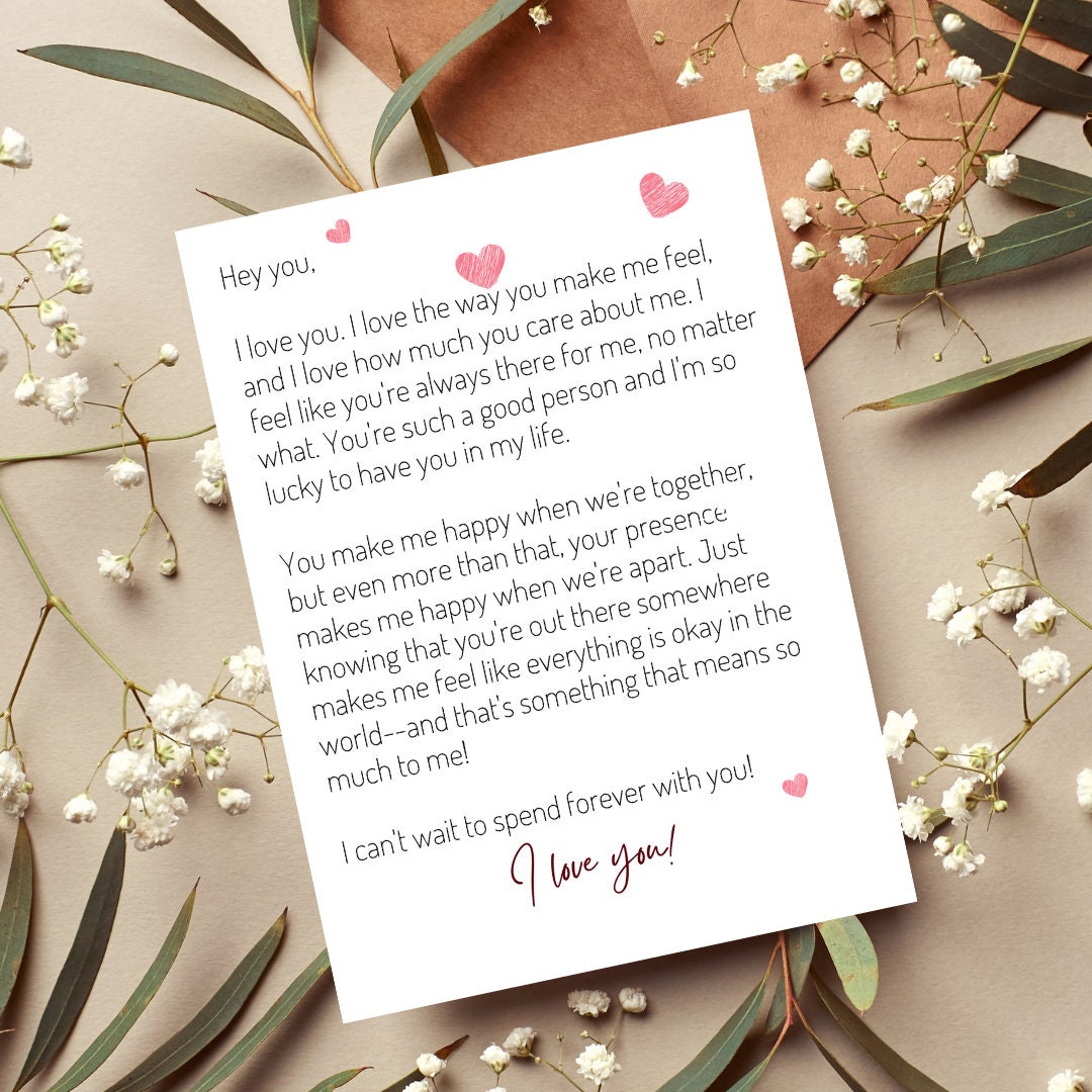 Fianc Engagement Romantic Love Letter Printable Card For Boyfriend