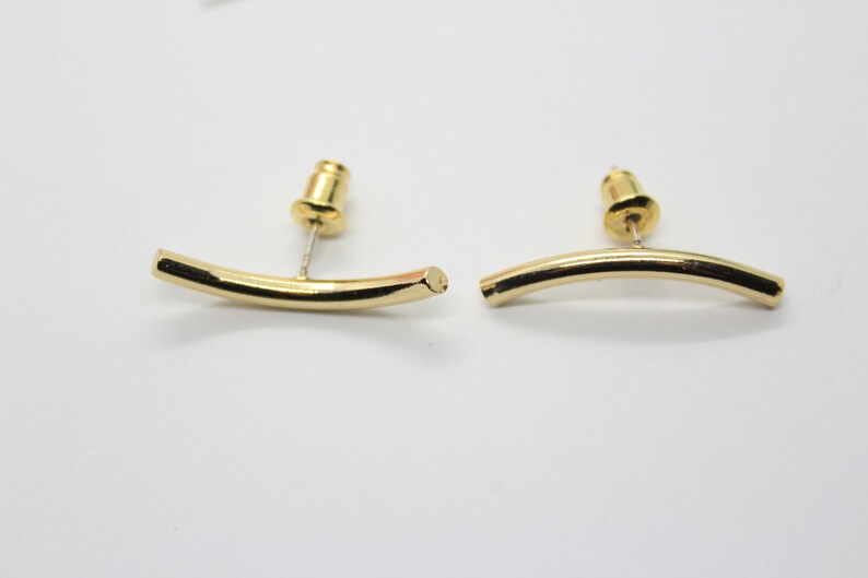 18K Gold Plated Thin Curved Bar Geometric Earringswomen - Etsy