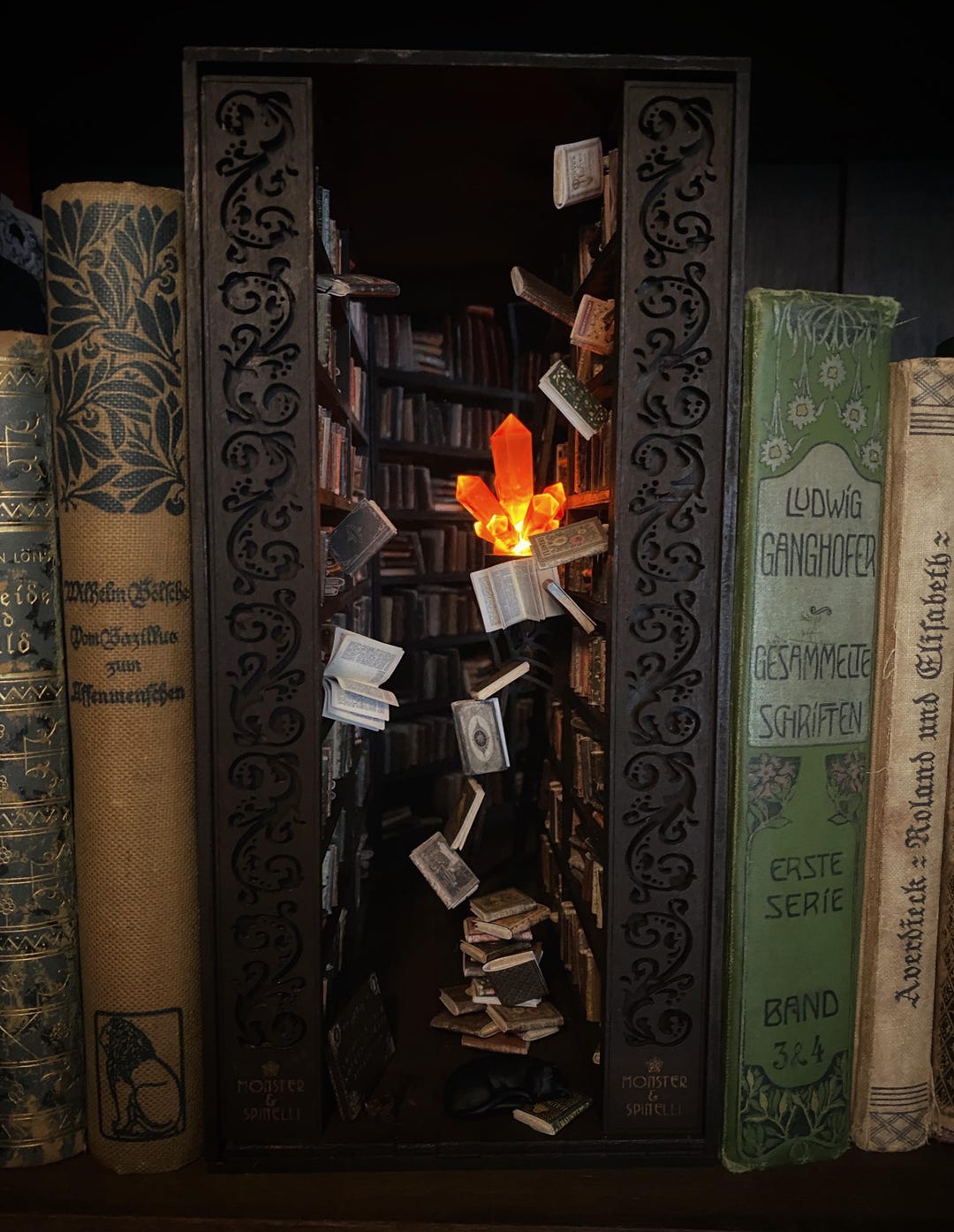 Witch's Library With Flying Books Book Nook Miniature Diorama 1:12 ...
