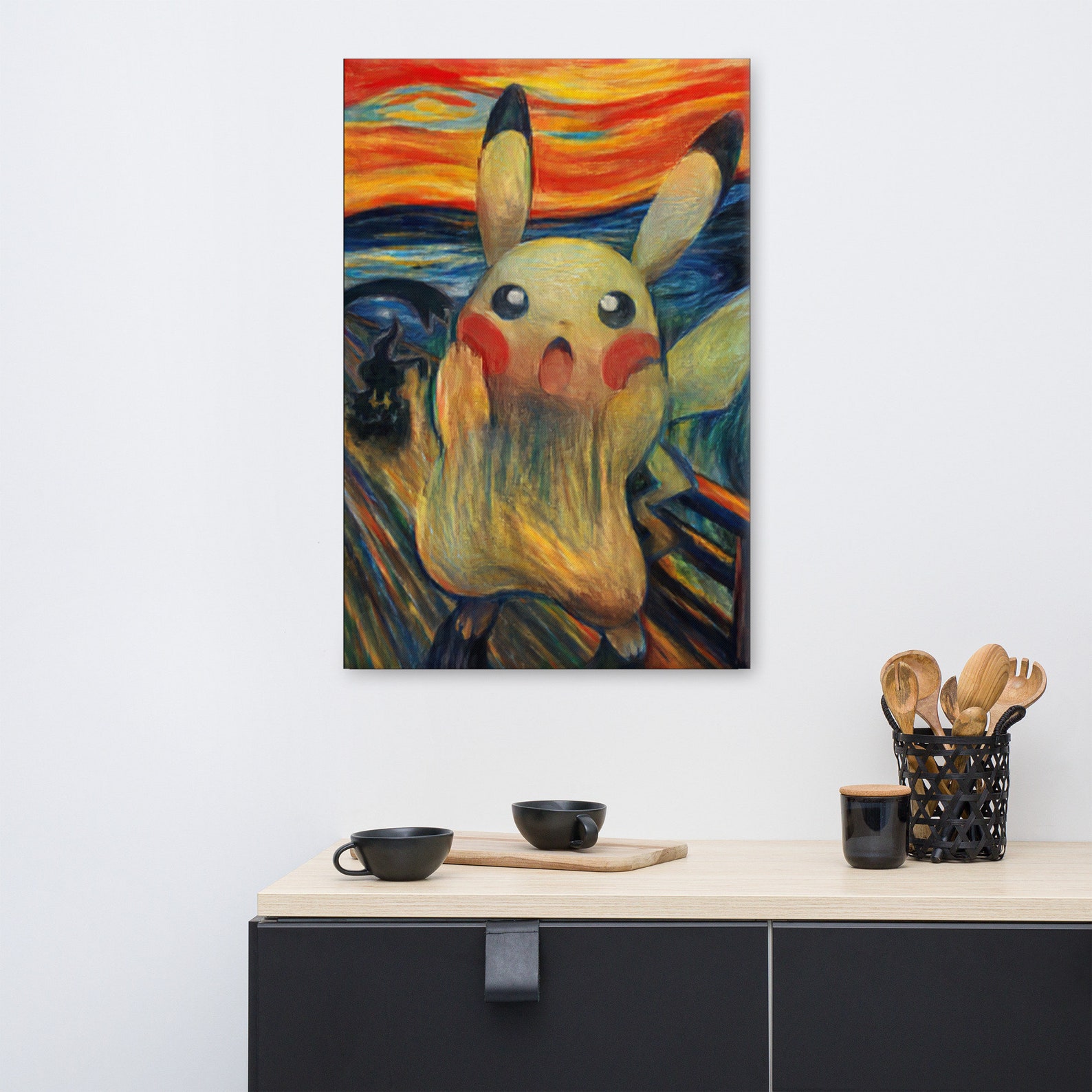 The Scream Pikachu Canvas - Etsy