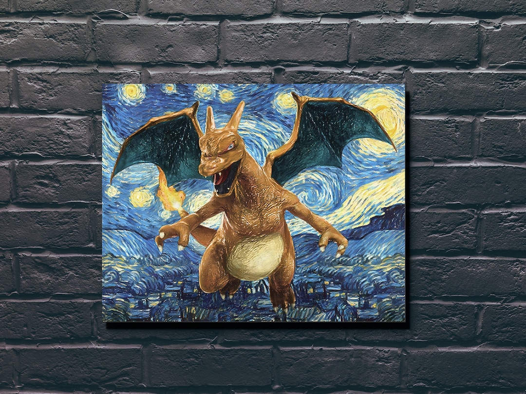 Starry Night Charizard - Canvas - Etsy