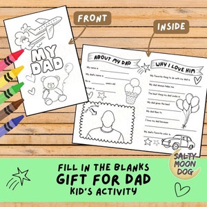 Fill in the Blanks, All About Dad, Kids' Activity Page, Gift for Dad ...