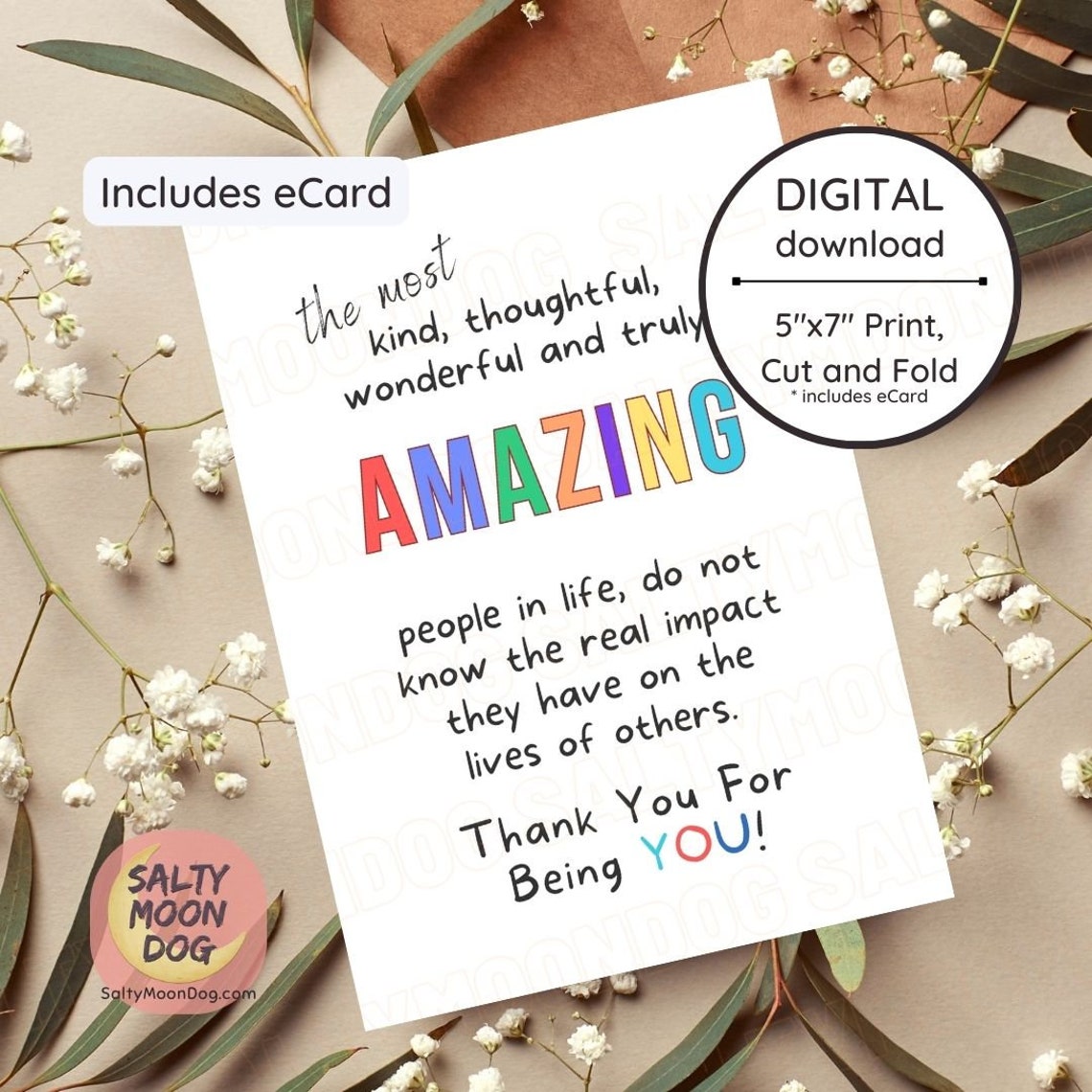 Thank You Card, Friend Thank You Card, Thank You for Being Amazing ...