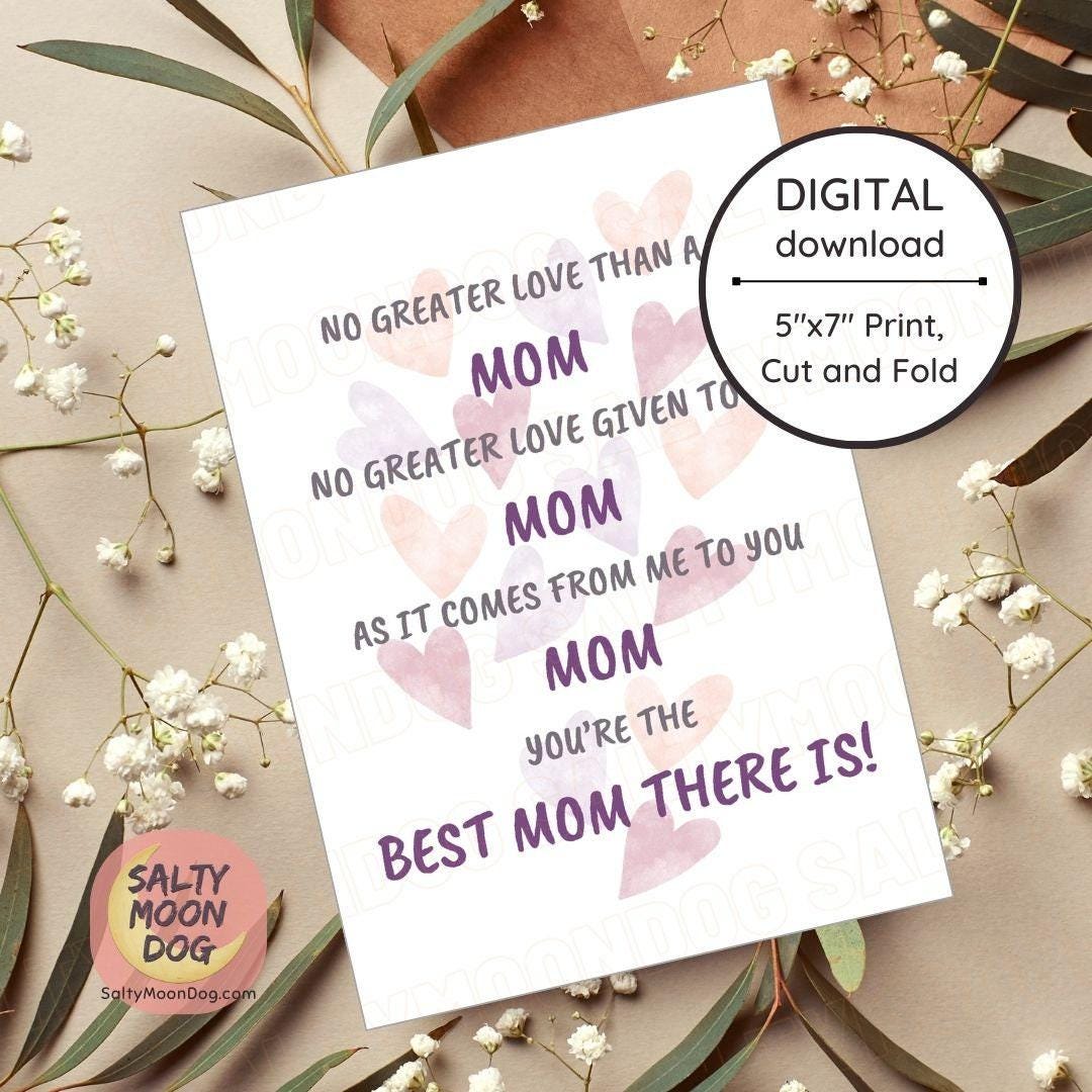 Card for Mom | Birthday Card for Mom | Mother's Day Card | Instant ...