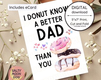 Father's Day Card, Donut Father's Day Card, Cute Father's Day Card, Pun ...
