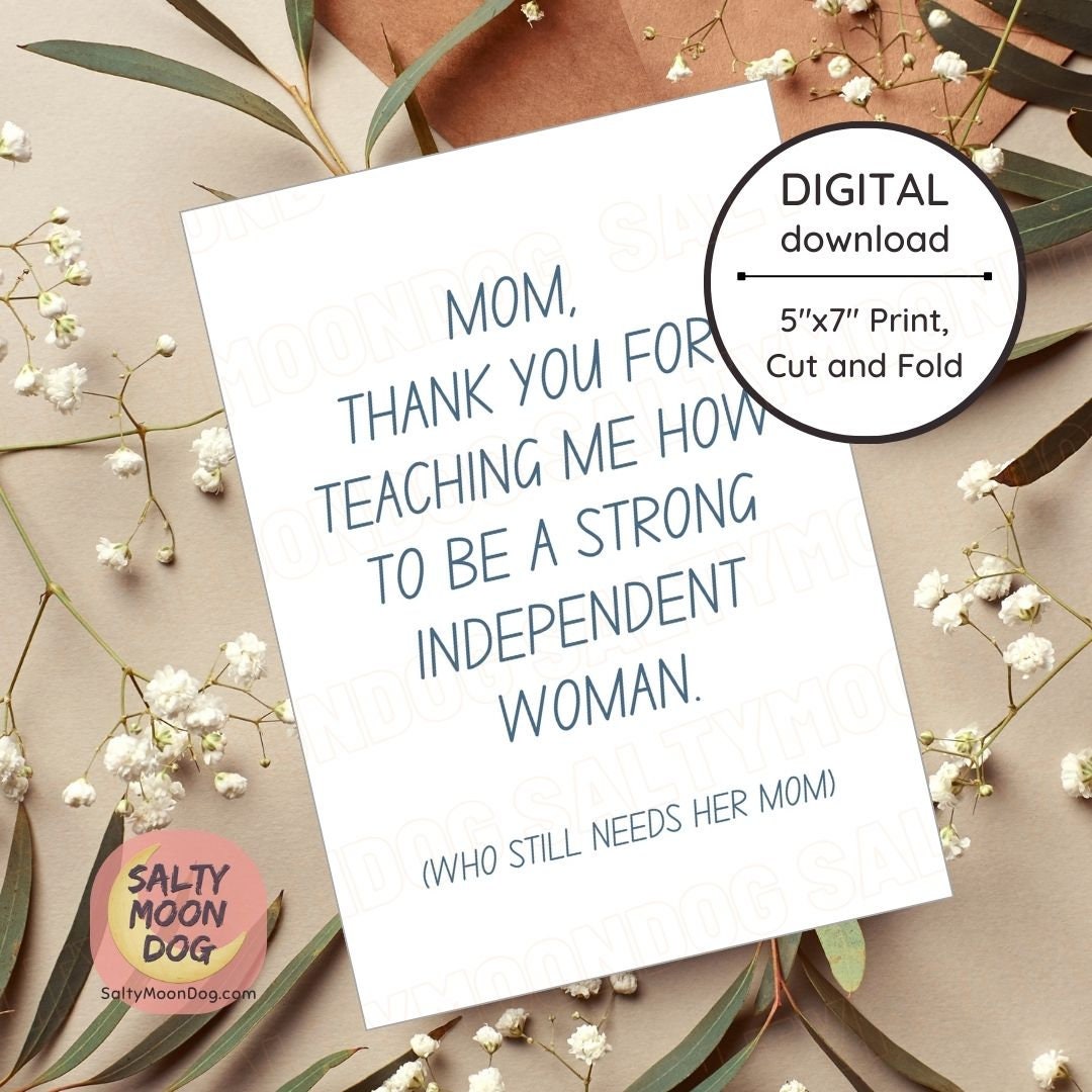 Card for Mom, Mother's Day Card, Thank You Mom Appreciation, Strong ...