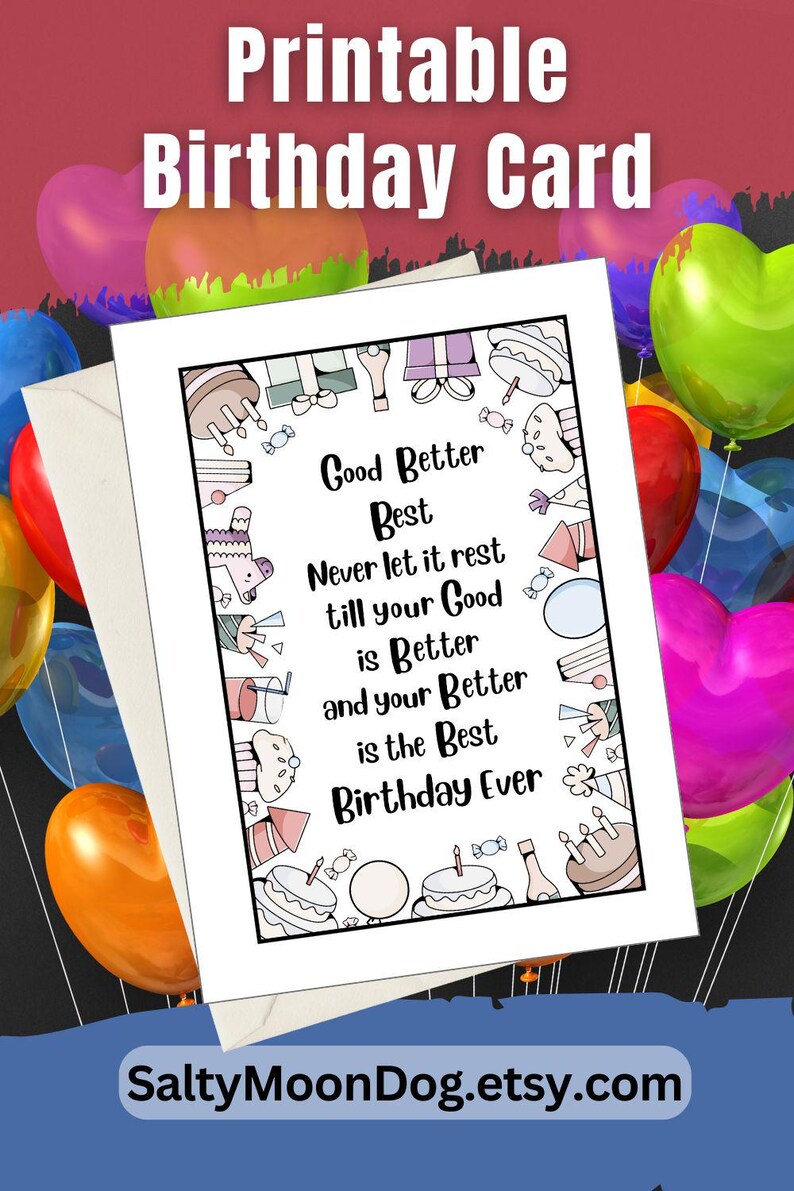 Printable Birthday Card for Friend: 5x7 Greeting Card (PDF Download) - Etsy