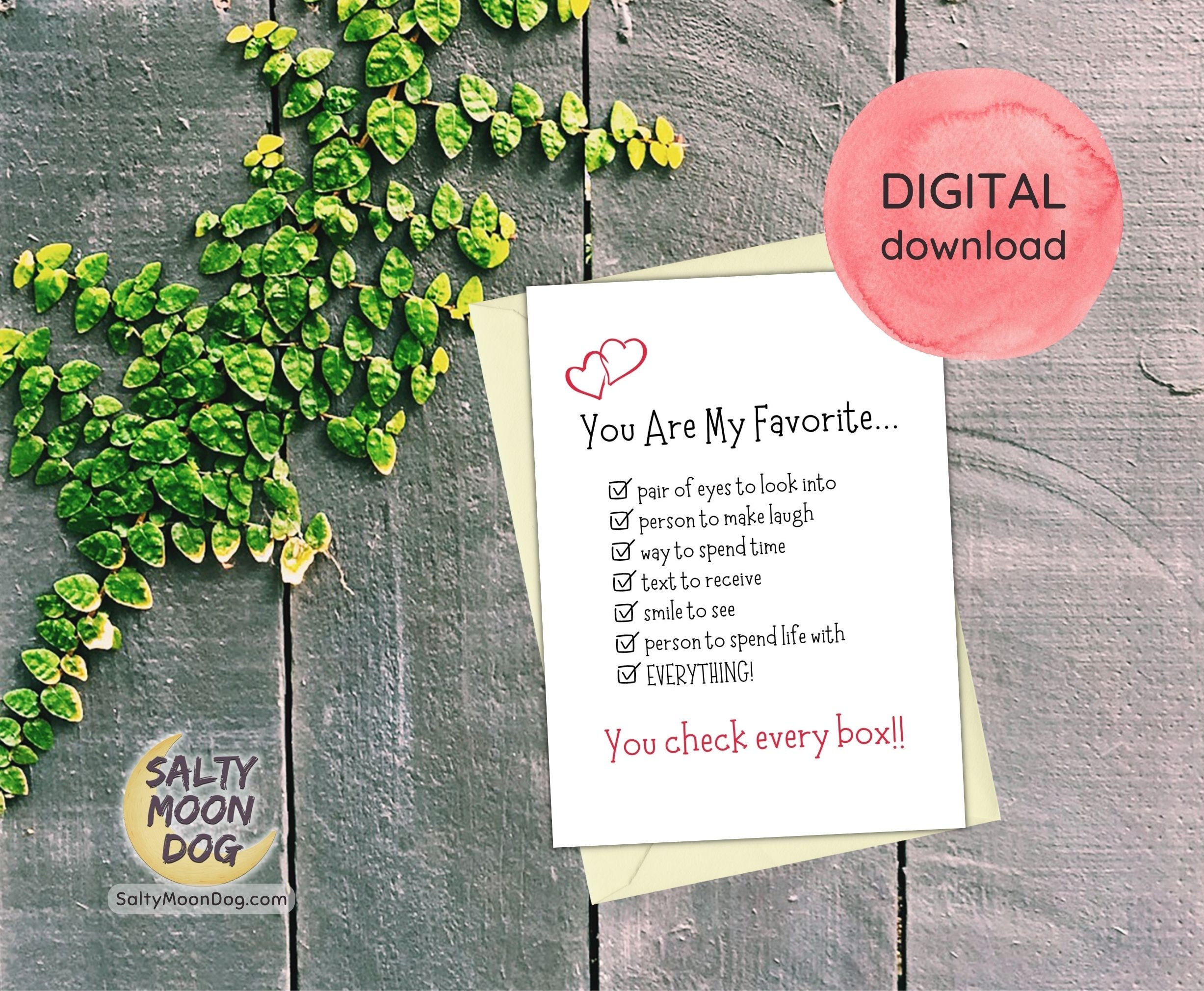 Youre My Favorite Card / Anniversary Card for Him / Card for Her / I ...