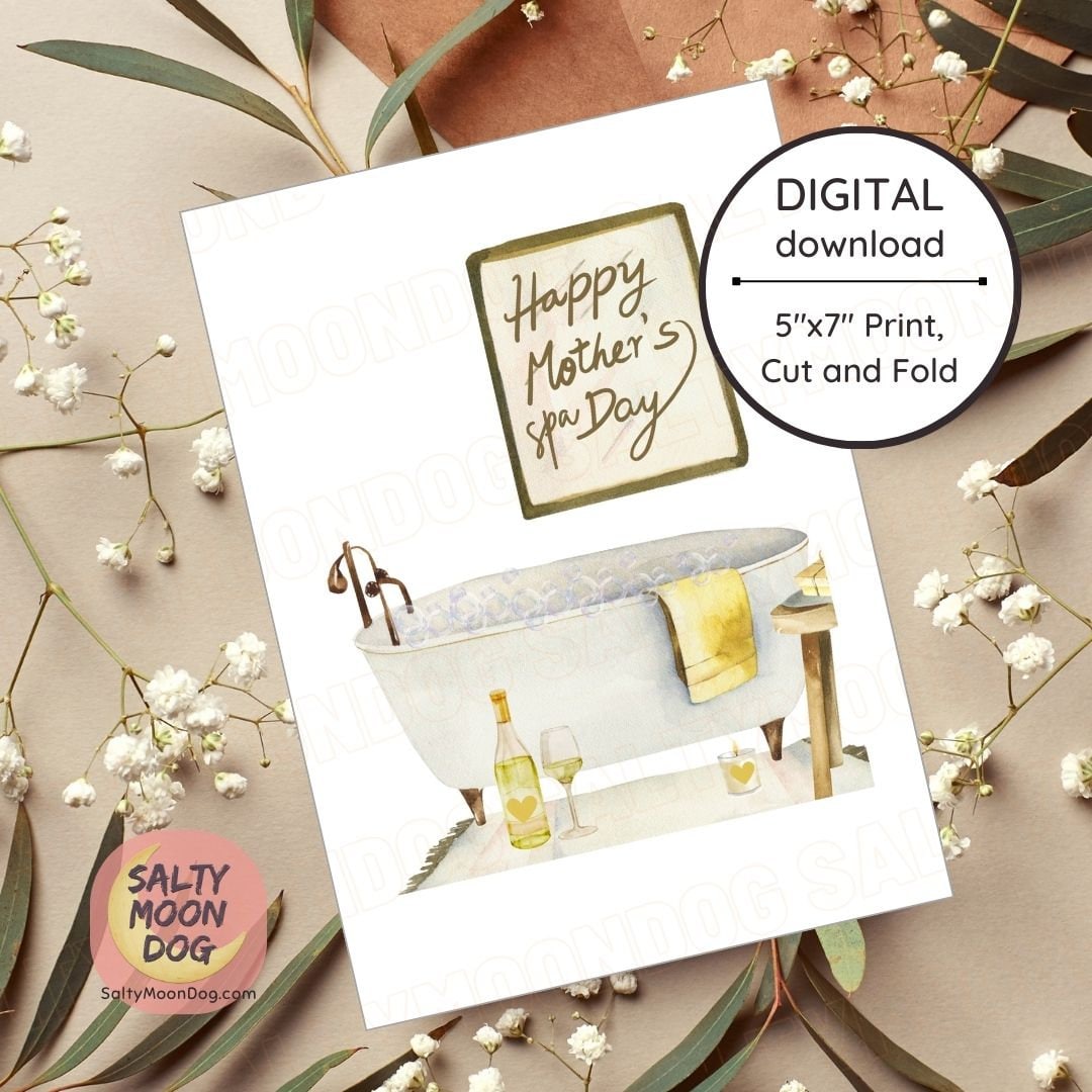 Mother's Day Card Spa Day Card for Mom Printable Mother Card Perfect ...