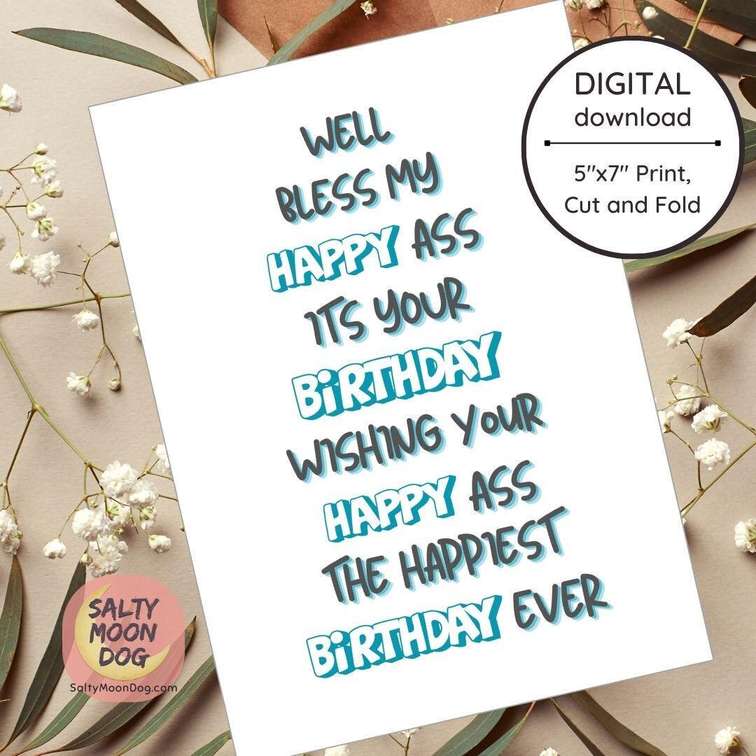 Birthday Card | Blank Inside | Printable Funny Birthday Card | Funny ...
