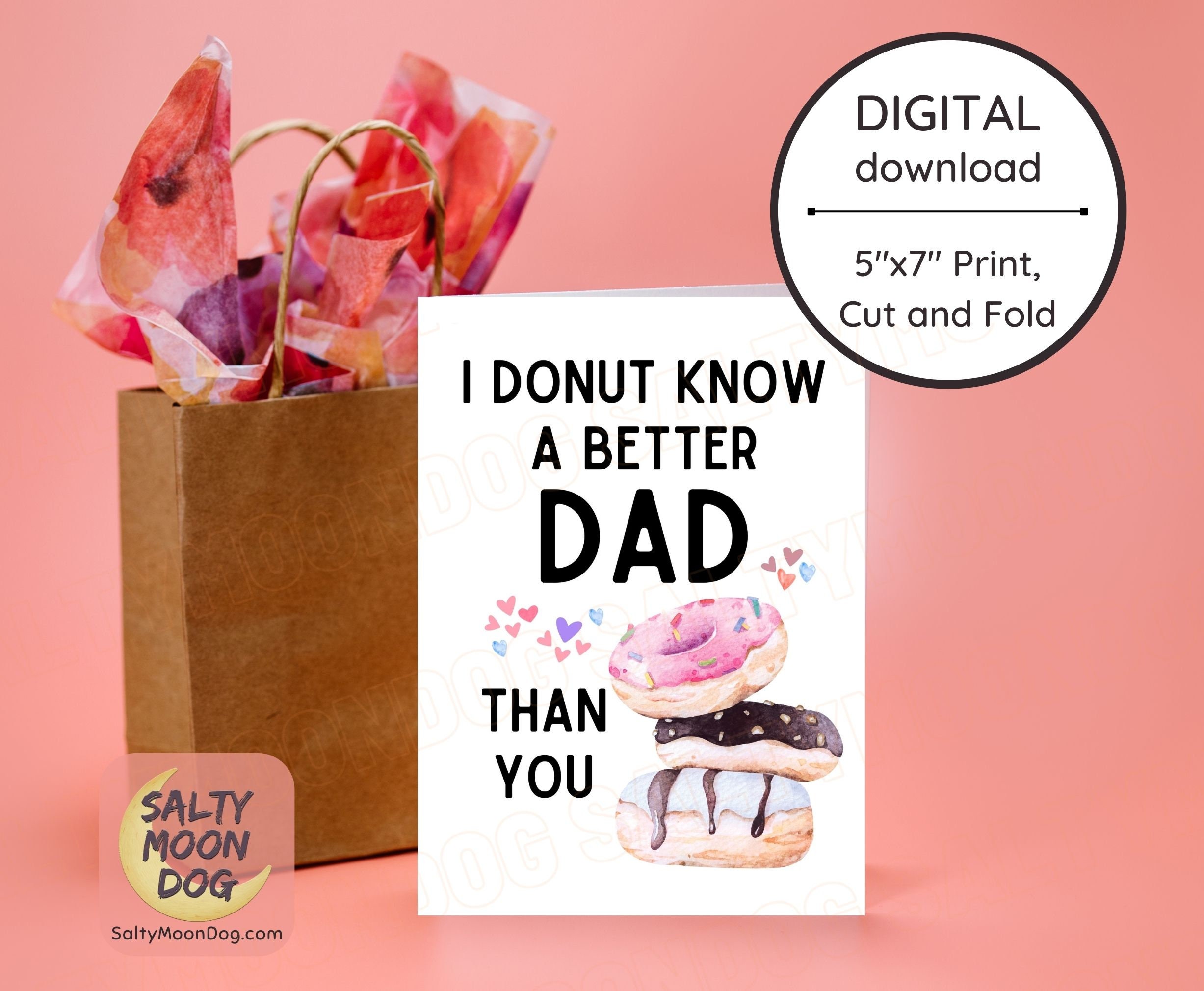 Card for Dad, Donut Father's Day Card, Cute Father's Day Card, Pun ...