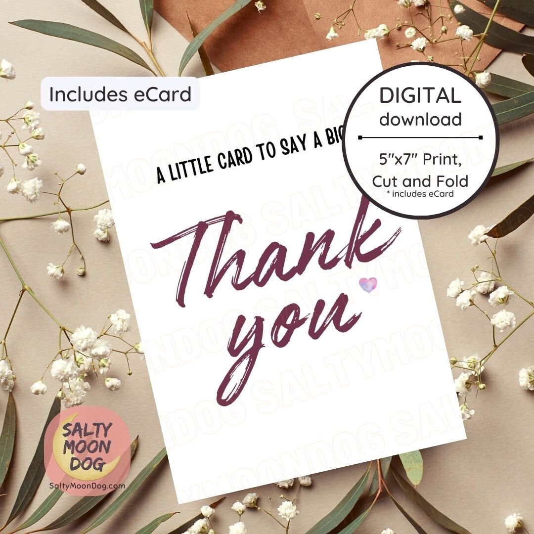 Simple Thank You Card, Little Card to Say A Big Thank You, Supportive ...