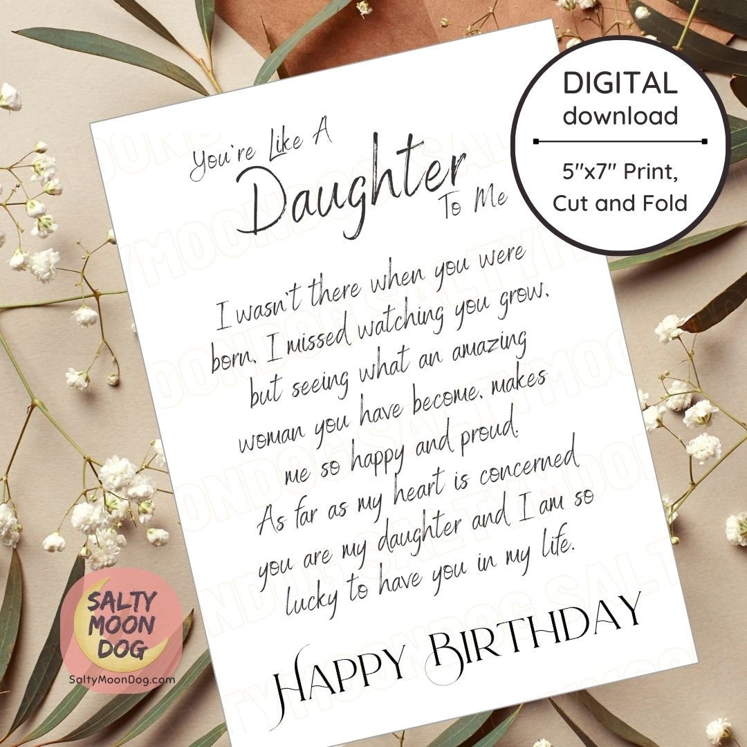 Bonus Daughter Birthday Card: Sentimental Greeting (digital Download ...
