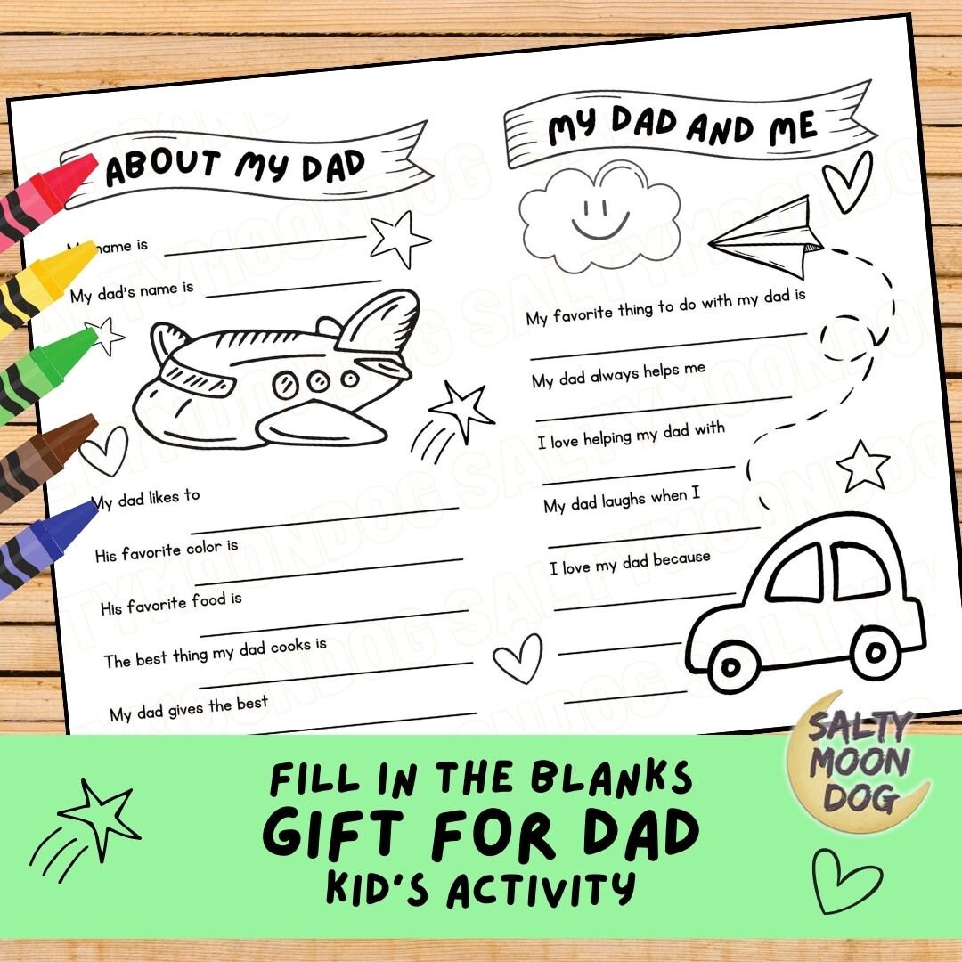 All About Dad Printable Gifts for Dad, Printable for Father's Day ...