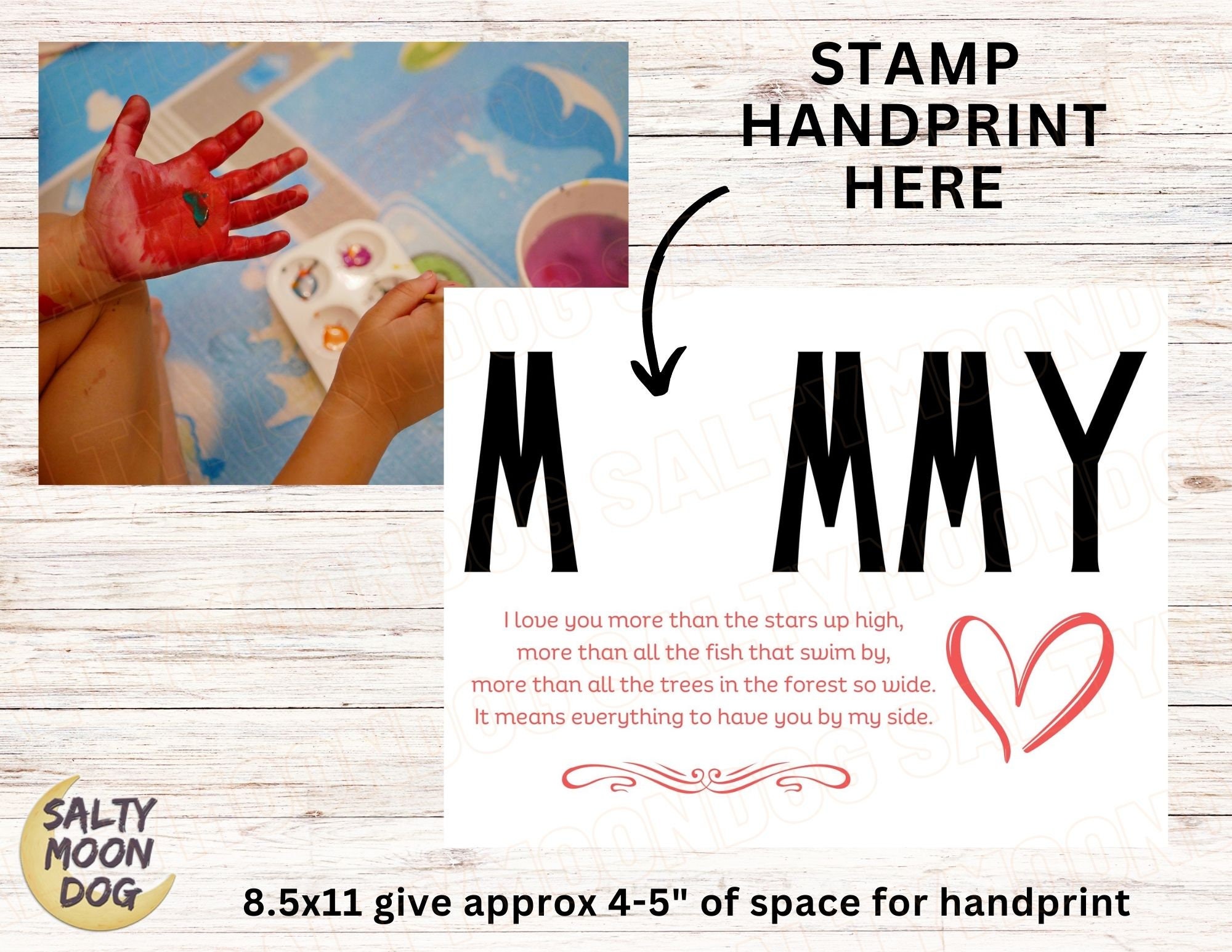 Personalized Mommy Handprint Art, Mother's Day Handprint Art, Kids Baby ...