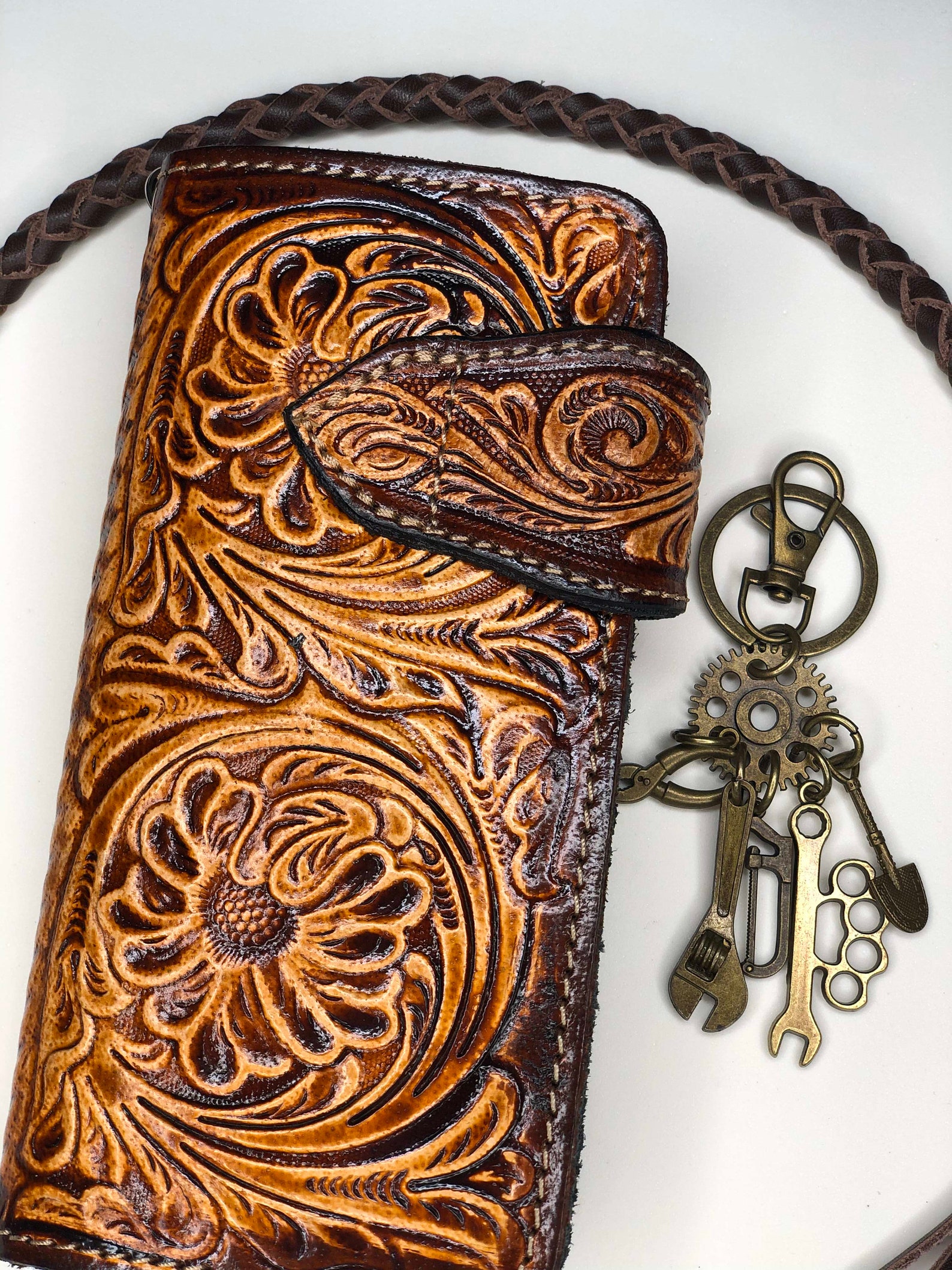 VintageBiker Wallet leather chain wallet Biker Wallet | Etsy