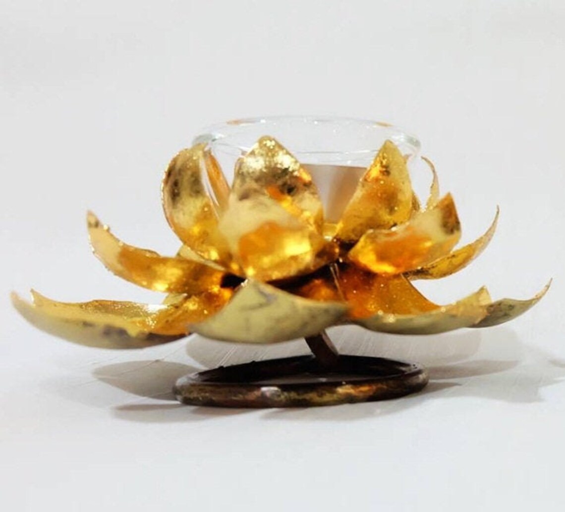 Lotus on Stand Lotus on Stand Iron Lotus Candle Holder - Etsy