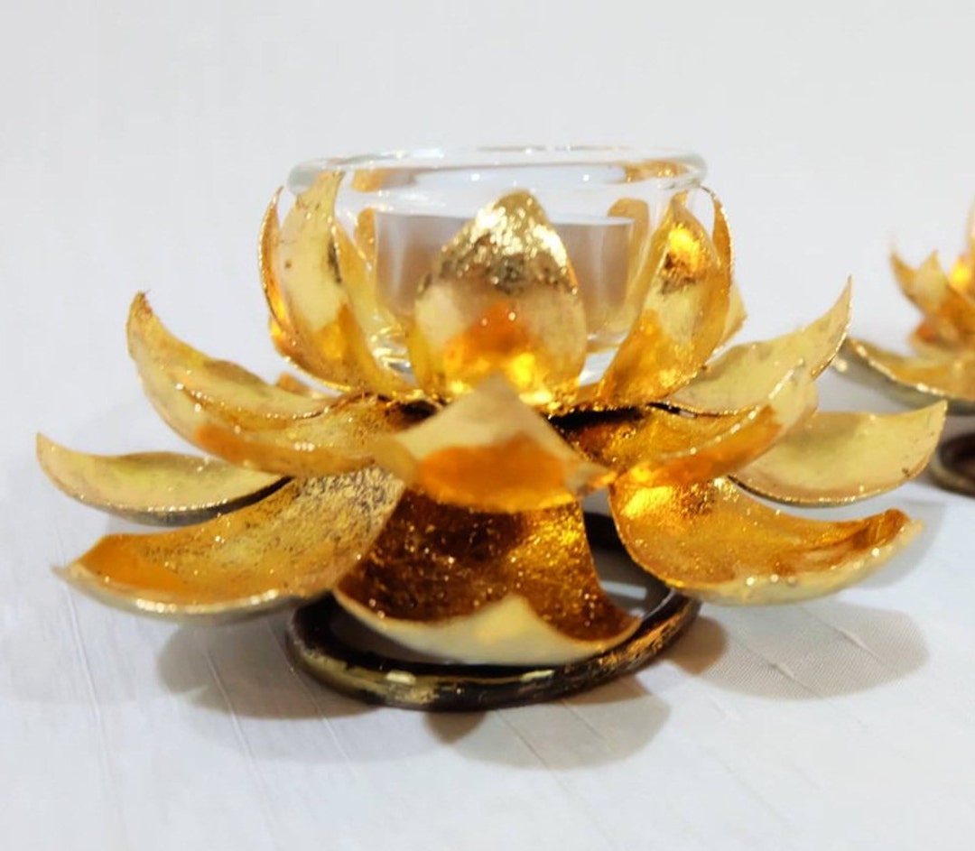 Lotus on Stand Lotus on Stand Iron Lotus Candle Holder - Etsy